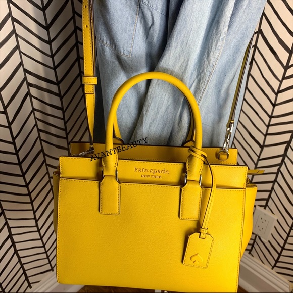 kate spade | Bags | Kate Spade Cameron Medium Satchel Crossbody Yellow ...